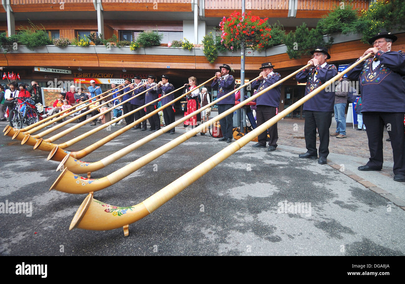 Alpine horn player hi-res stock photography and images - Alamy