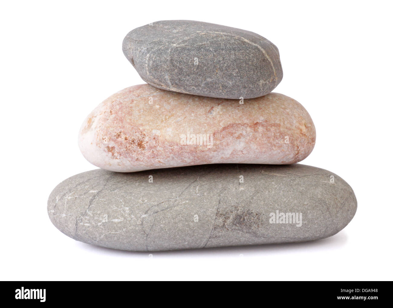 pile of three stones over white Stock Photo - Alamy