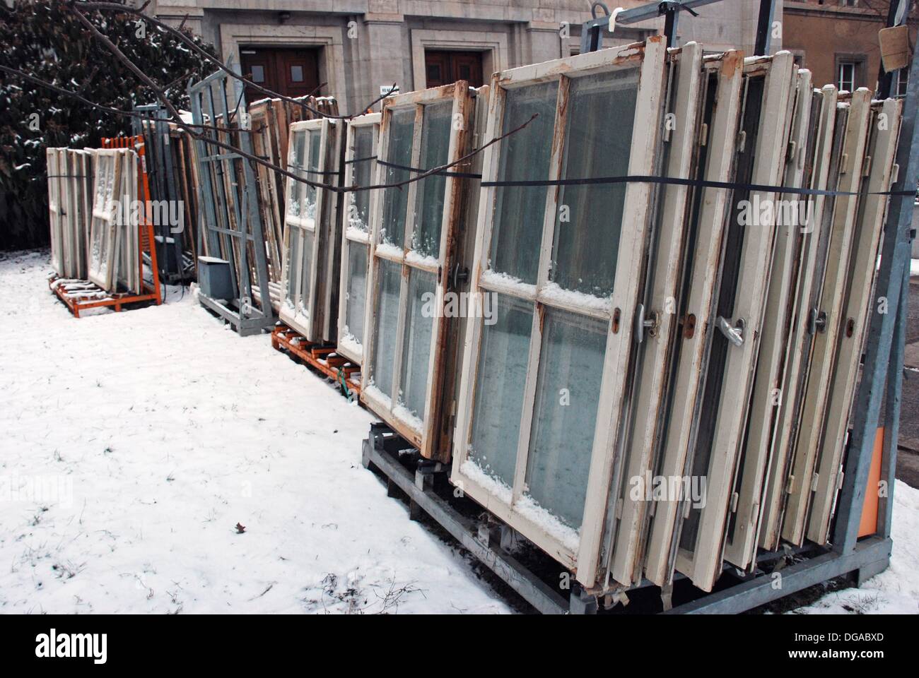 Old window panes on a pile Stock Photo - Alamy