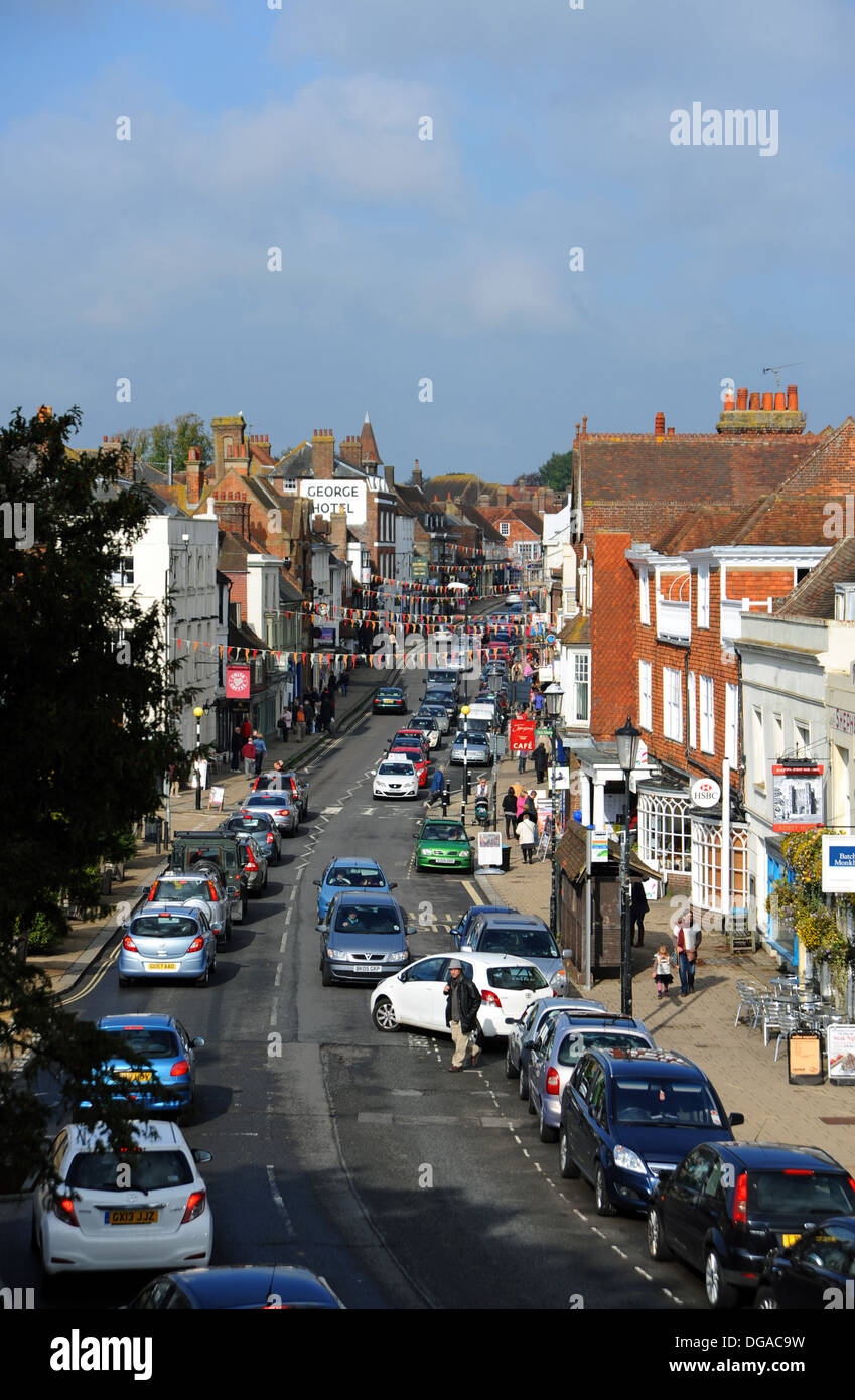 Traffic in Battle High Street Sussex UK Stock Photo - Alamy