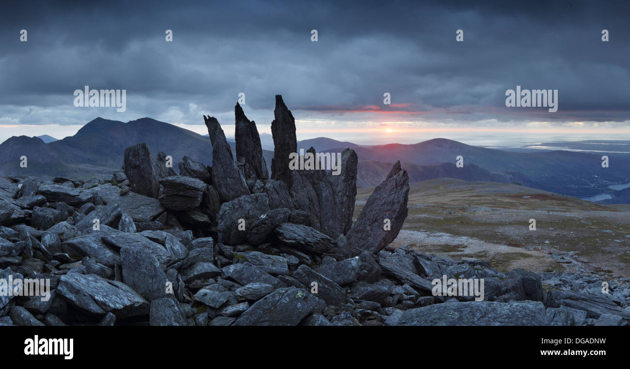Shattered Rock Formations on the summit of Glyder Fawr. Snowdonia ...
