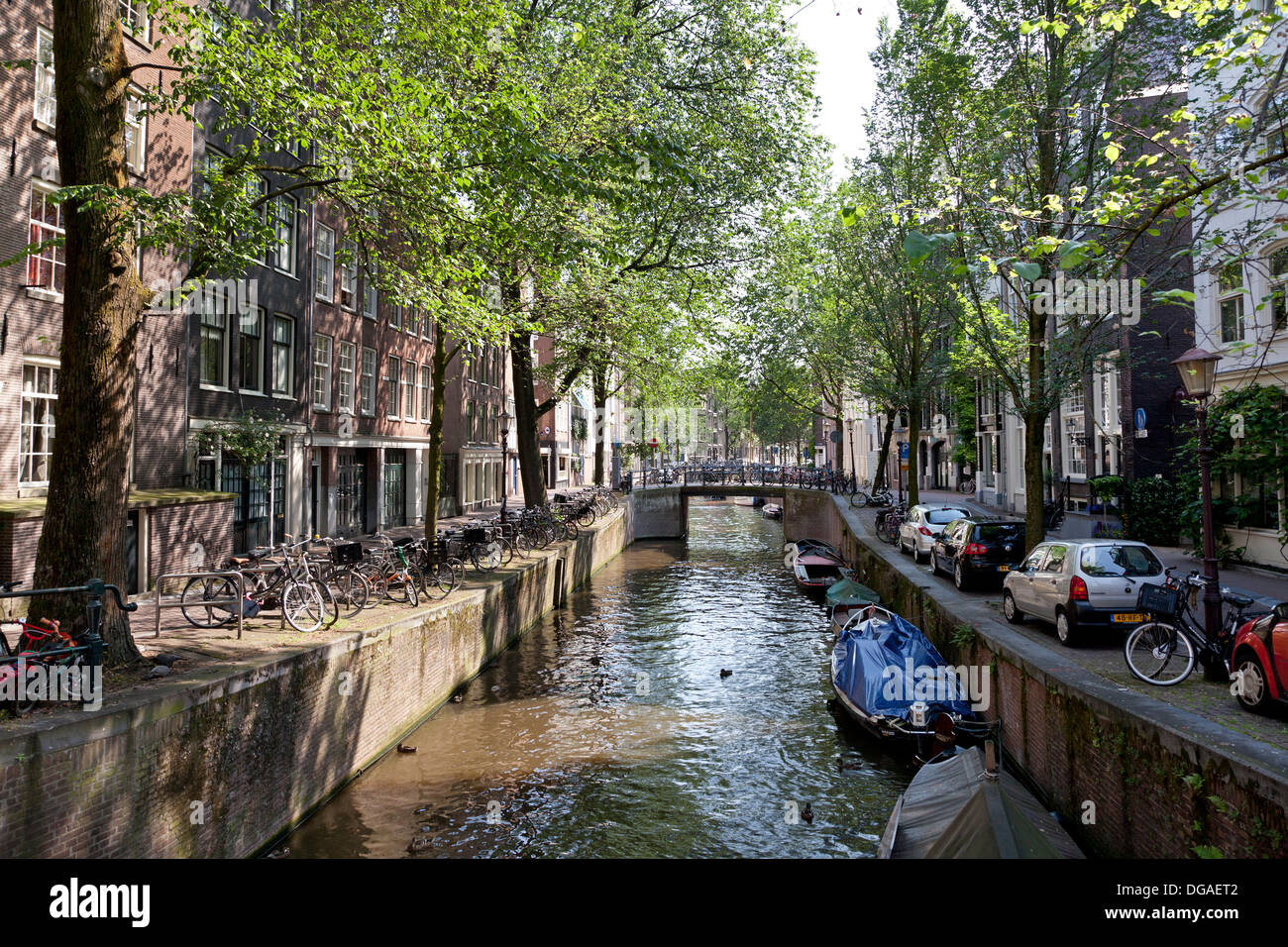 Small canal in in the center of the city of Amsterdam Stock Photo - Alamy