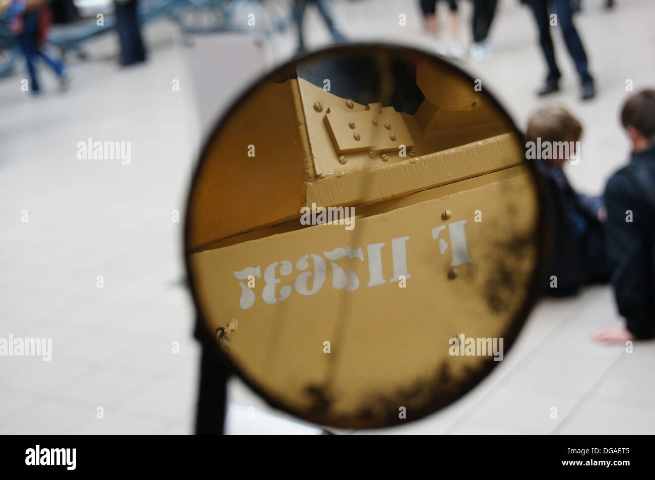 Cracked tank mirror at the Imperial War Museum, London Stock Photo - Alamy