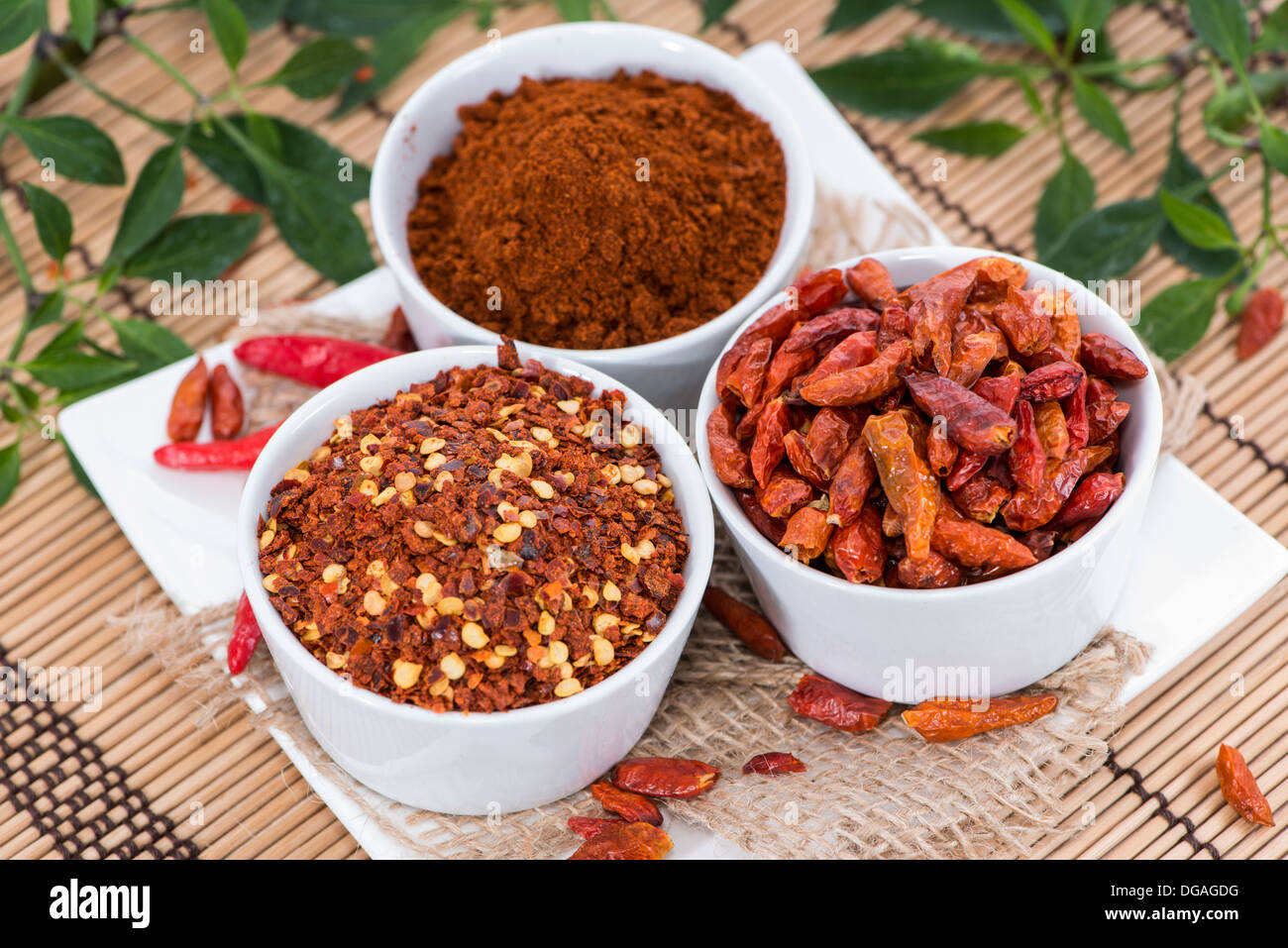 Different portions of Chilli spices Stock Photo - Alamy