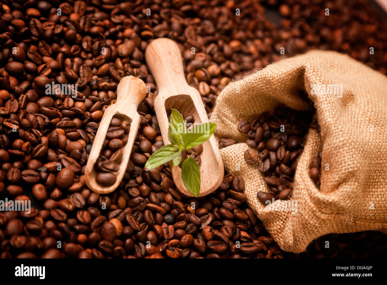 fresh coffee beans and coffee abstract Stock Photo - Alamy