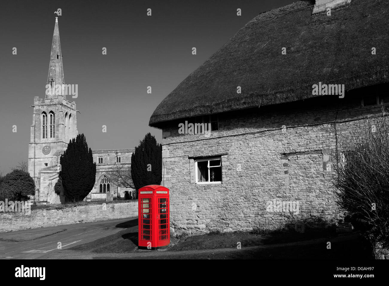 ST Nicholas Parish Church, Red phone box, Bulwick village ...