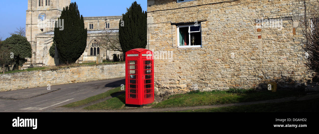 ST Nicholas Parish Church, Red phone box, Bulwick village ...