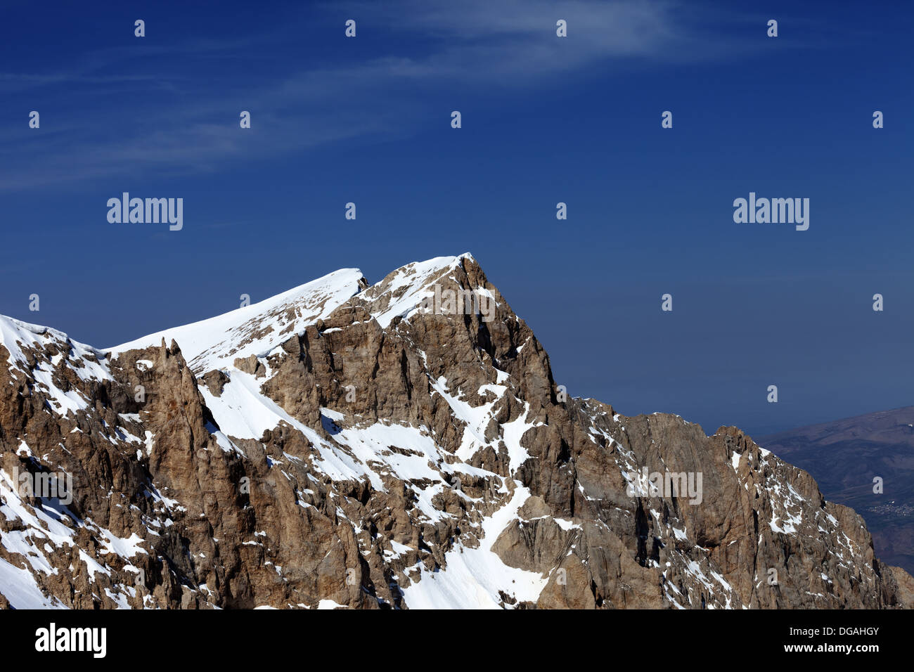 Top of snowy mountain in nice day. Turkey, Central Taurus Mountains ...