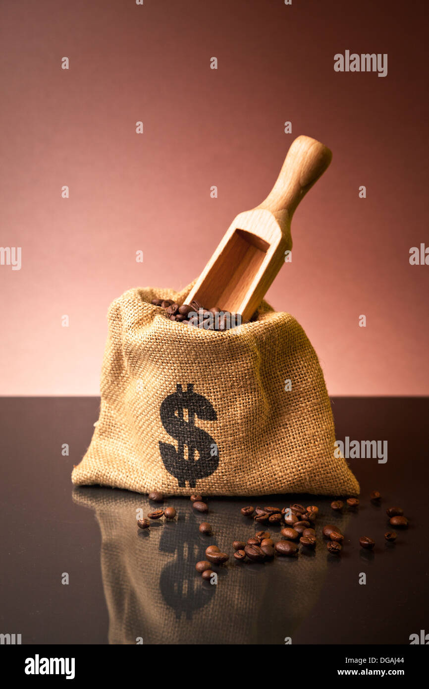 fresh coffee beans and coffee abstract Stock Photo - Alamy