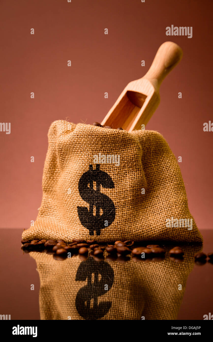 fresh coffee beans and coffee abstract Stock Photo - Alamy