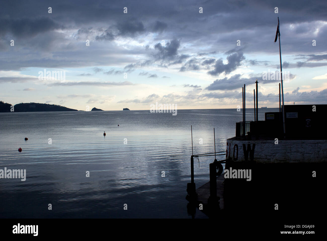 Thatcher rock,Torquay,sunrise over Paignton harbour and Torbay Stock ...