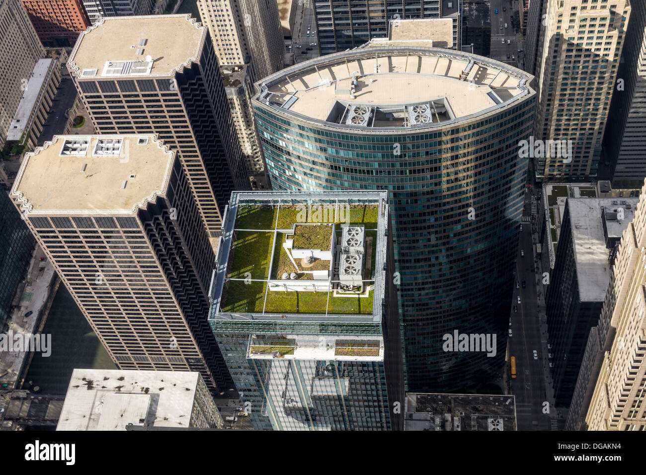 Aerial view of South Wacker Drive buildings, Chicago, USA Stock Photo ...