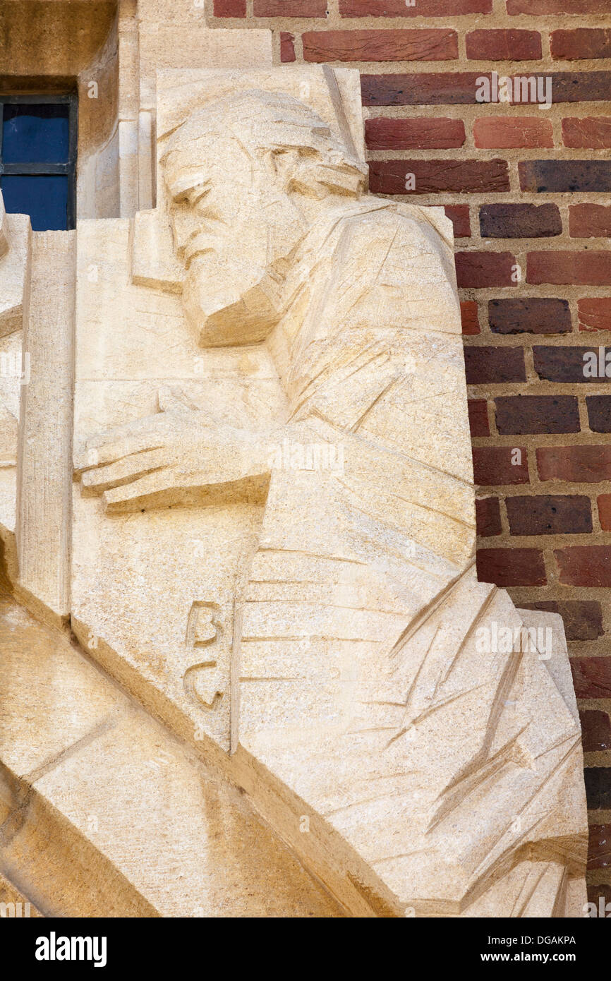 Statue of Bede Griffiths on the west front, Guildford Cathedral ...