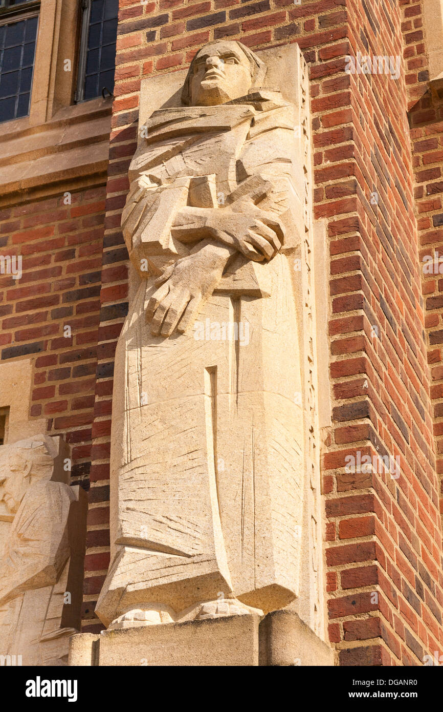 Statue of Saint Bernard of Clairvaux on west front, Guildford Cathedral ...
