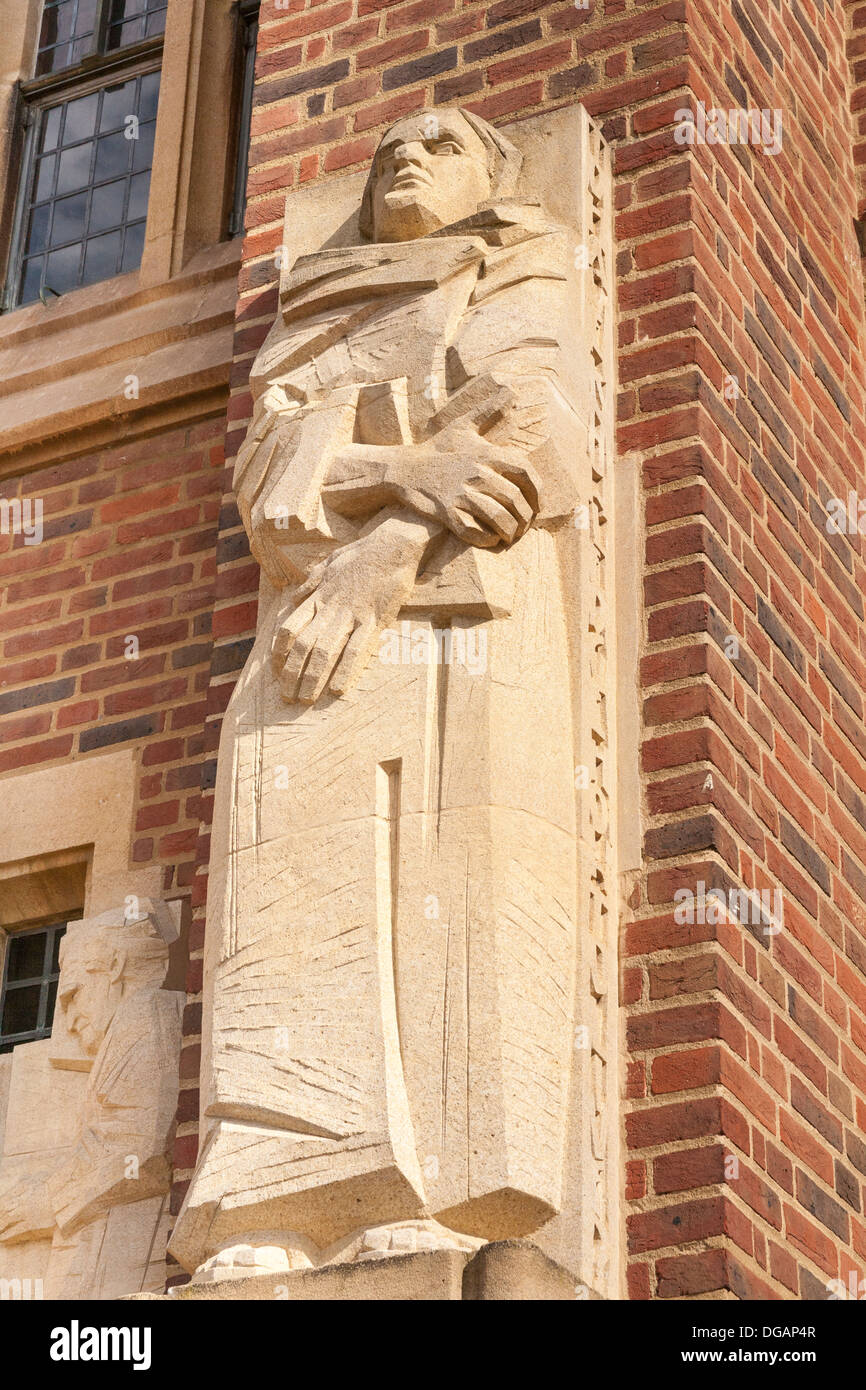 Statue of Saint Bernard of Clairvaux on west front, Guildford Cathedral ...