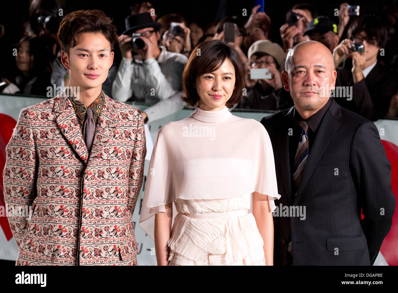 Tokyo, Japan. 17th Oct, 2013. (L to R) Cast of the movie "Beyond the ...