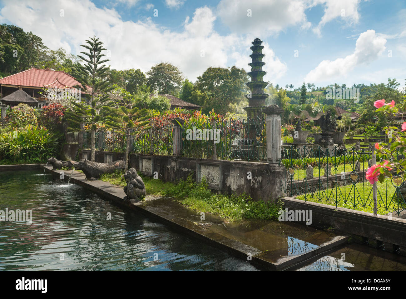 Tirtagangga water palace with fountains and ponds on Bali, Indonesia ...