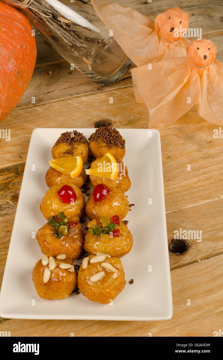 Traditional Spanish Halloween biscuits, homemade panellets Stock Photo ...