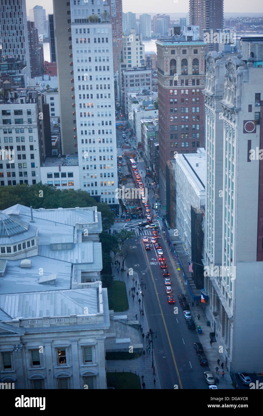 Traffic along Chambers Street in Lower Manhattan in New York is seen ...