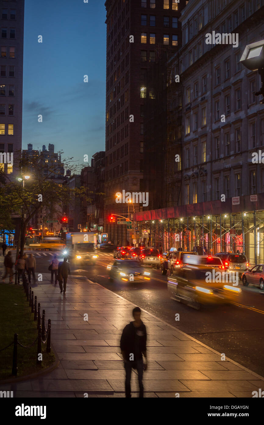 Traffic along Chambers Street in Lower Manhattan in New York is seen ...