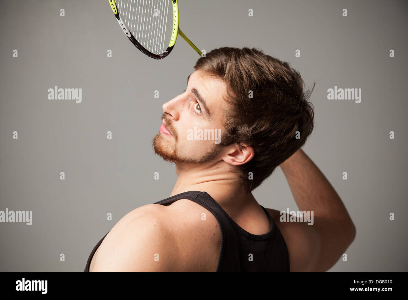 Fit male badminton player model Stock Photo - Alamy