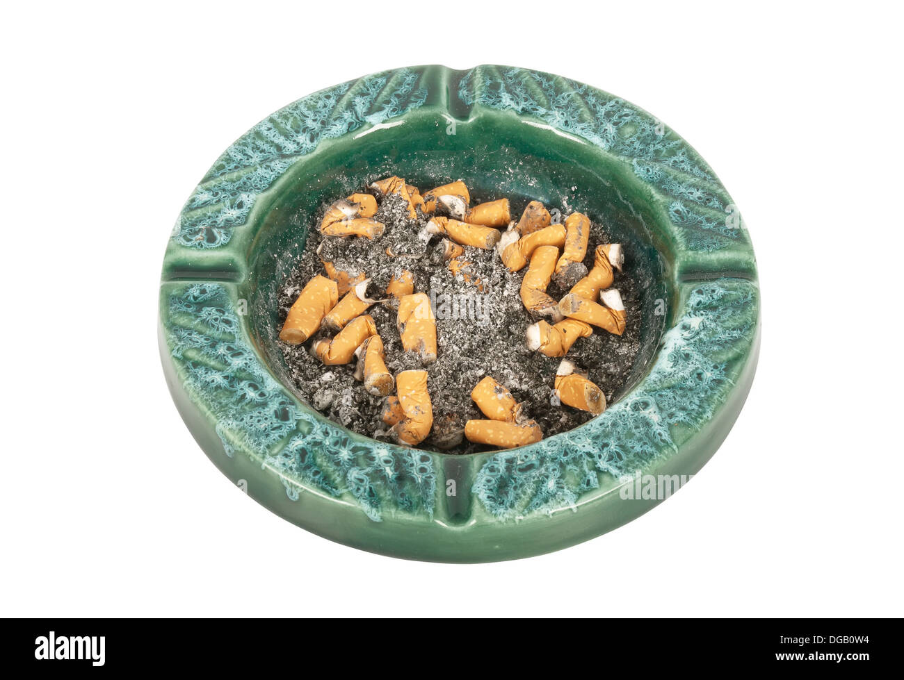 dirty green ashtray isolated on white background Stock Photo - Alamy