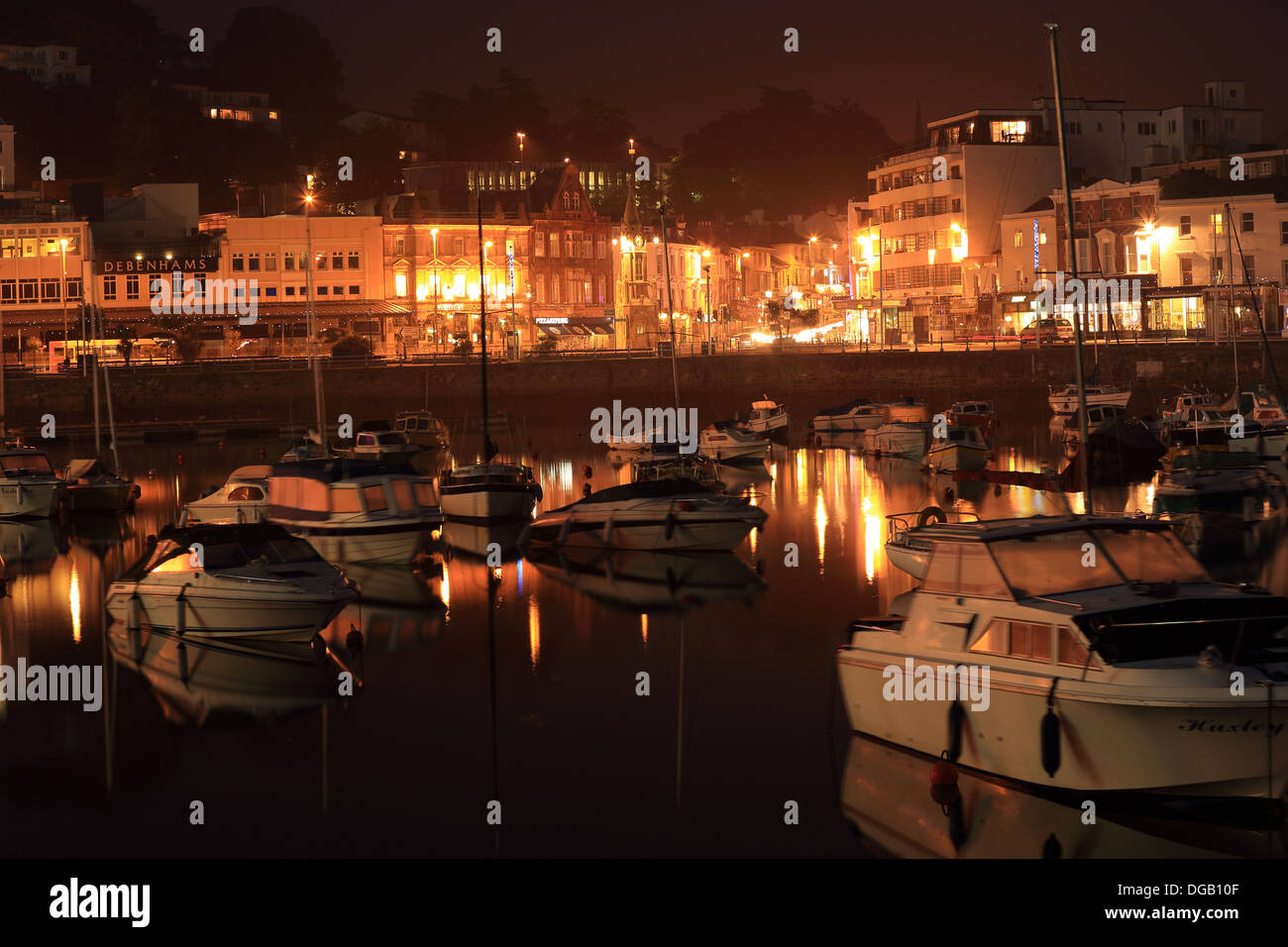 Torquay harbourside at night English Riviera Devon Uk Stock Photo - Alamy