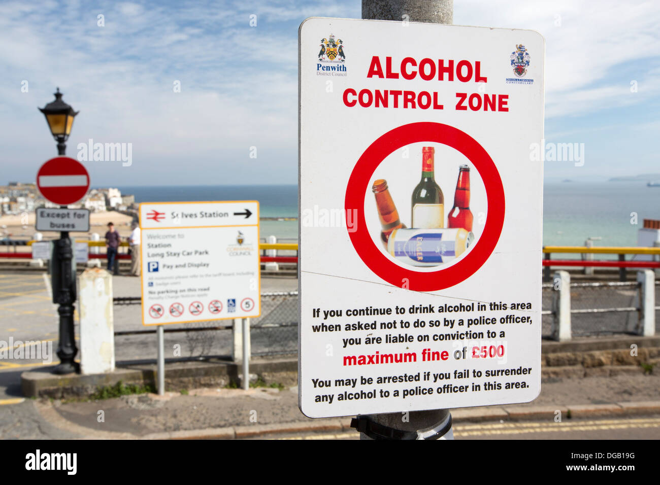 A alcohol control zone in St Ives, Cornwall, UK Stock Photo - Alamy