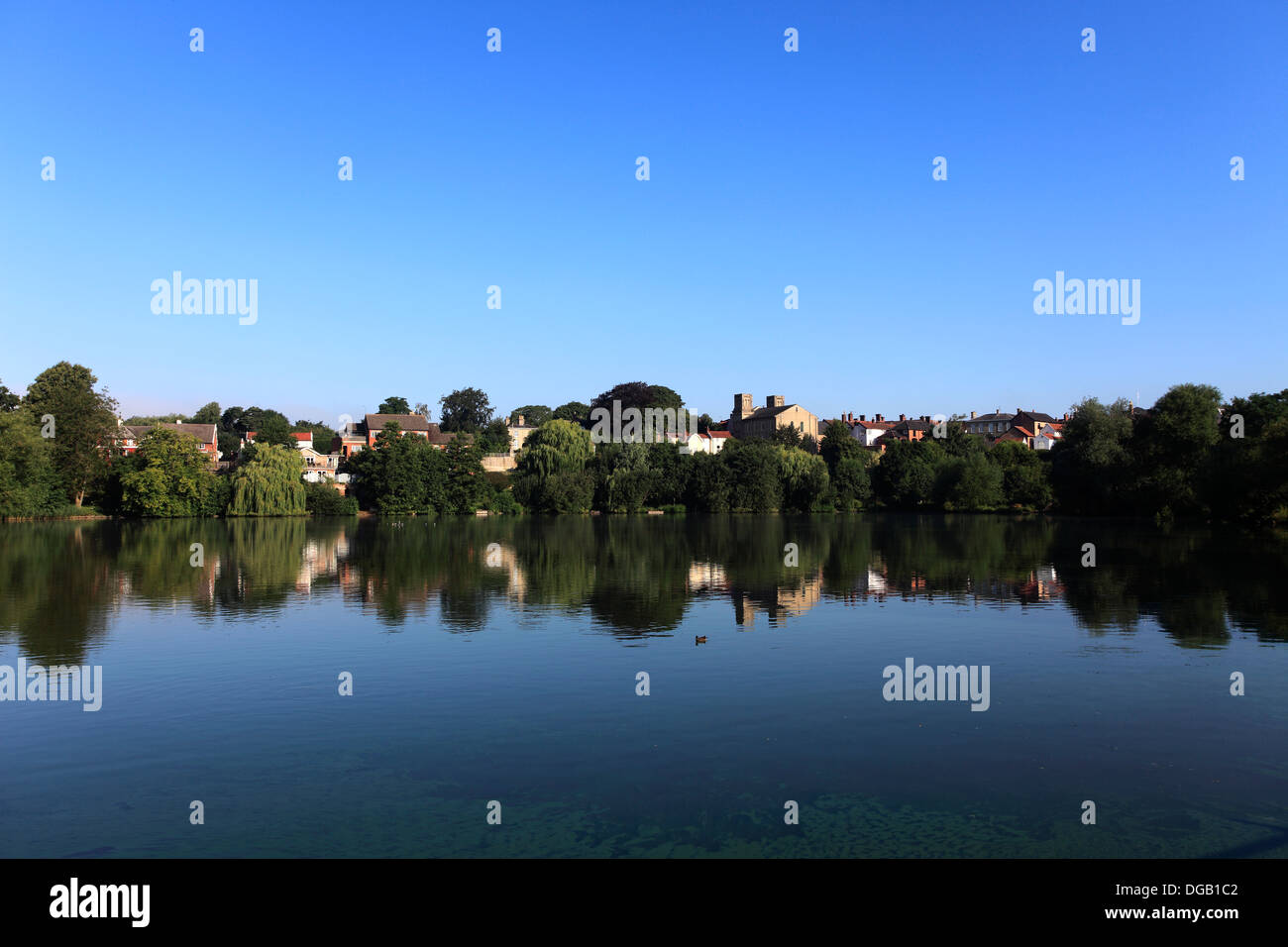 View of the Mere, market town of Diss, Norfolk, England, Britain, UK ...