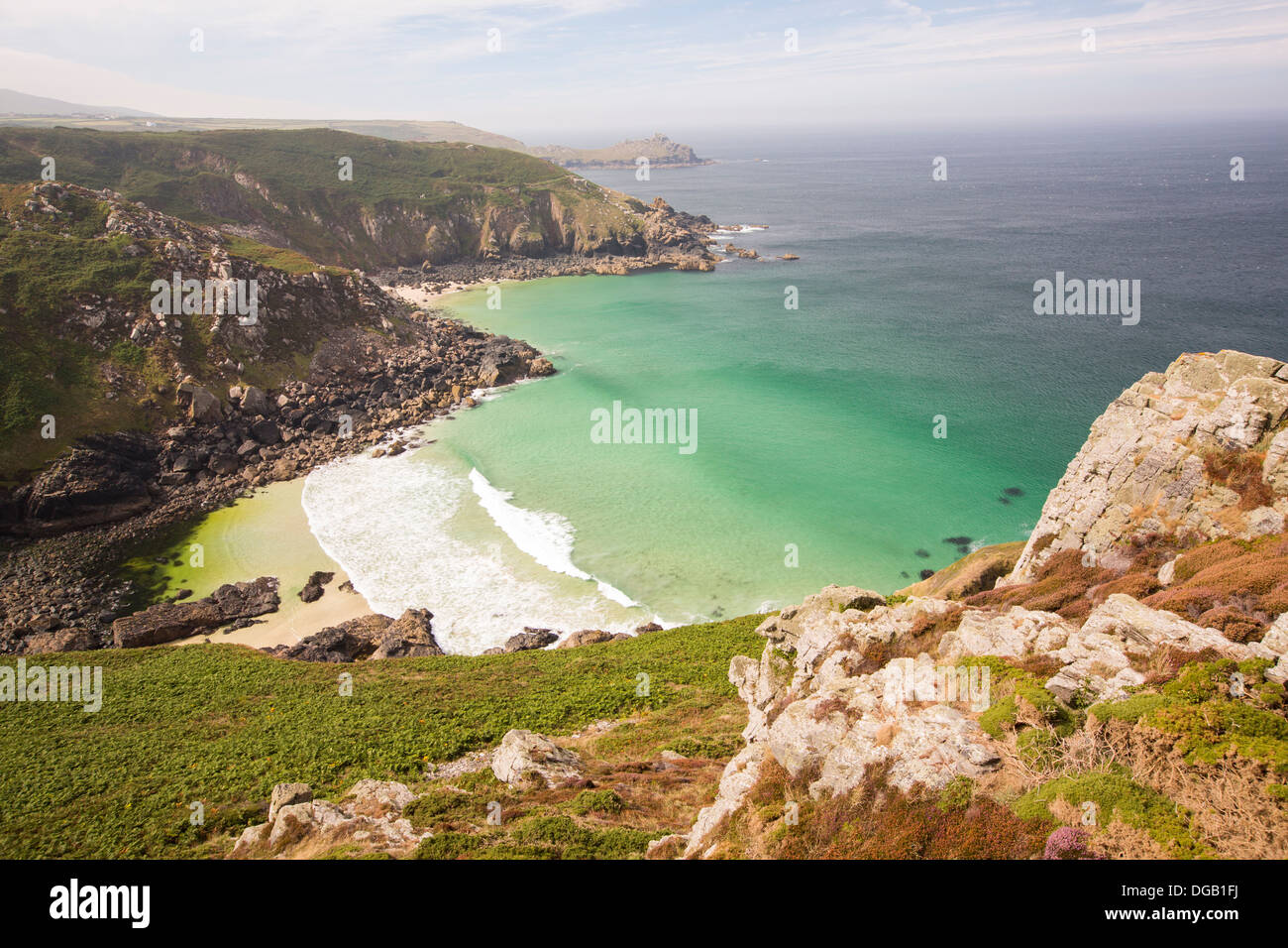 Aquamarine seas in a cove near Bosigran, Cornwall, UK Stock Photo - Alamy