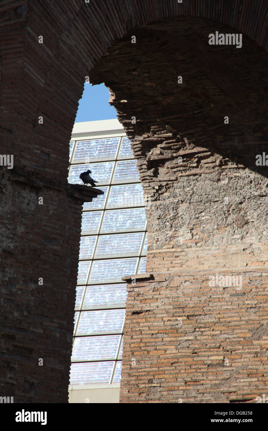 Solar panels by ancient acqueduct in rome italy Stock Photo - Alamy