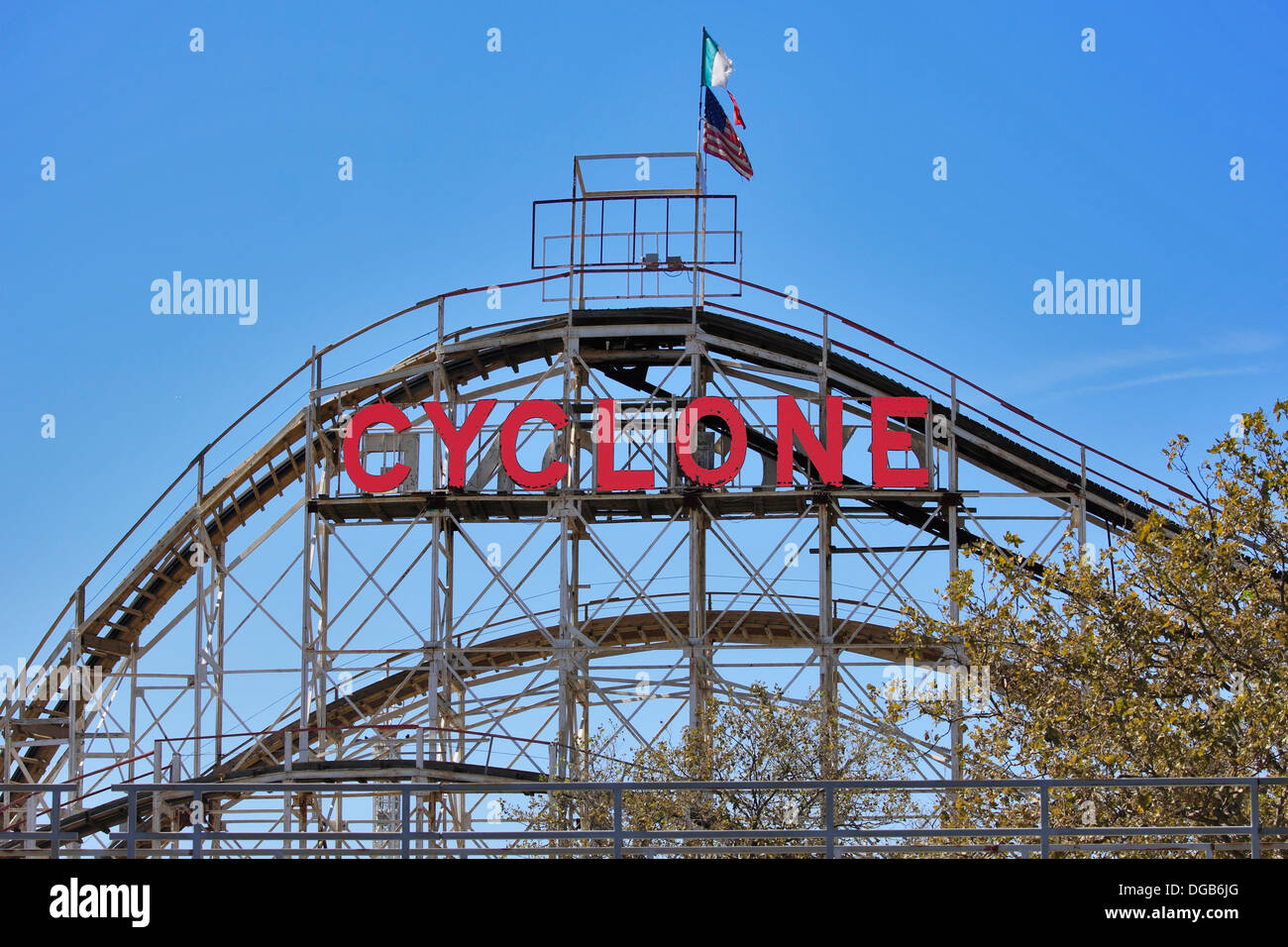 Cyclone Roller Coaster Coney Island Stock Photos & Cyclone Roller ...