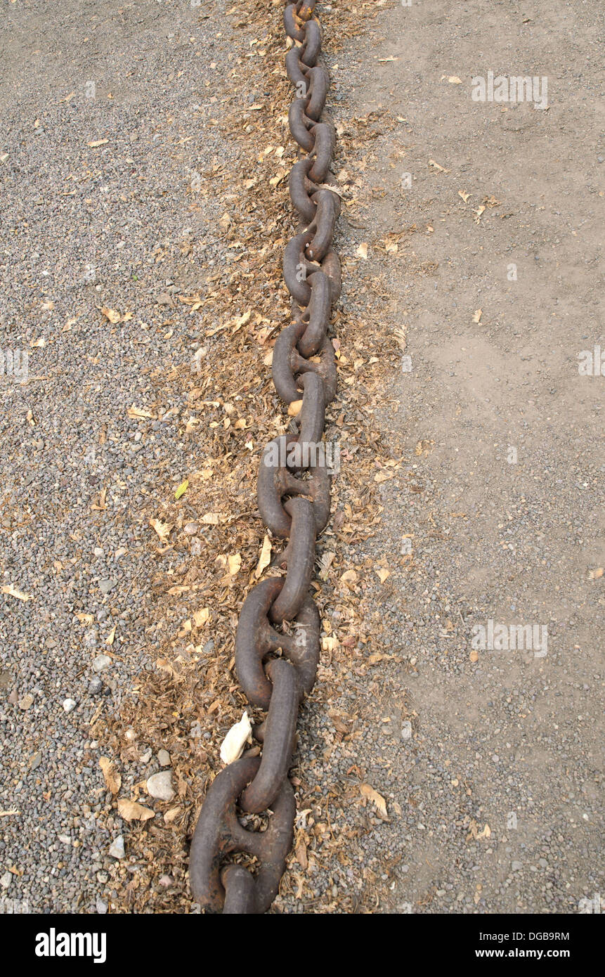 Big Chain on the Ground with Rock and Dirt Stock Photo - Alamy