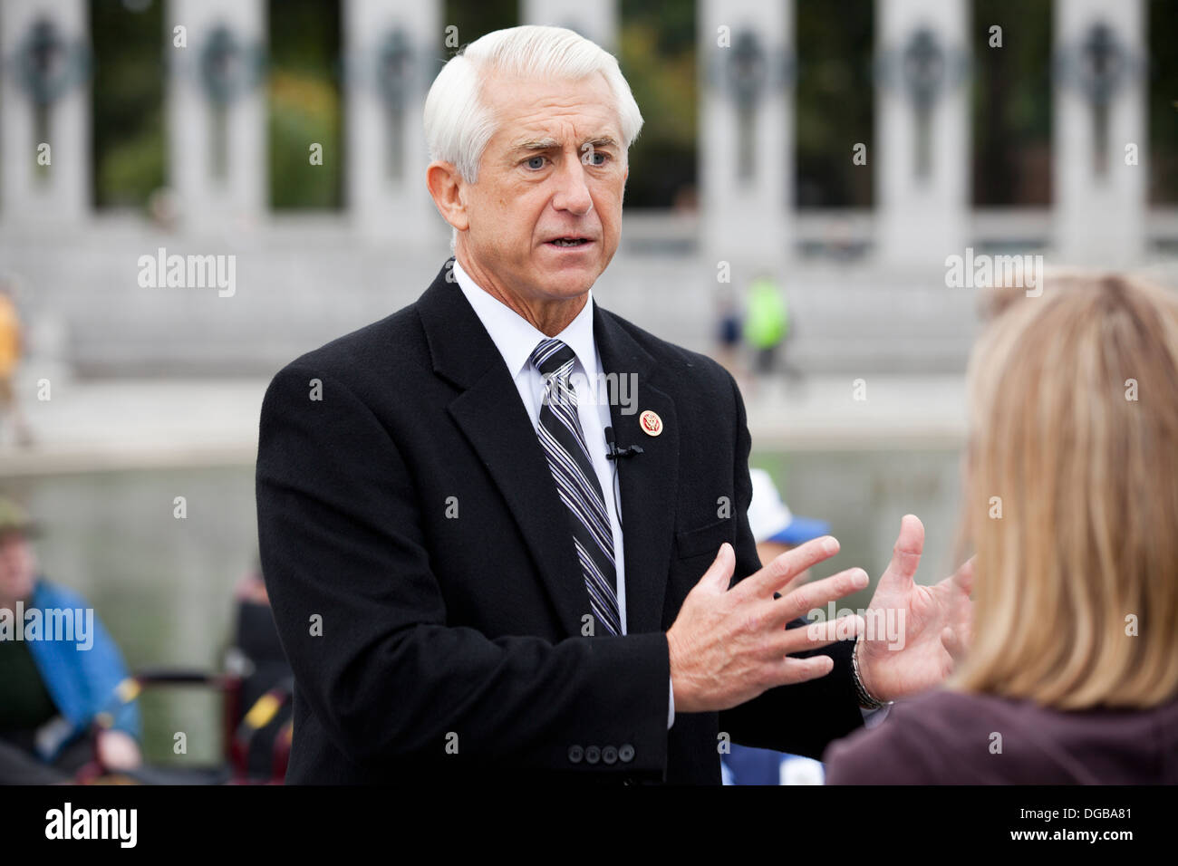 Washington state Congressman Dave Reichert speaking with media at the ...