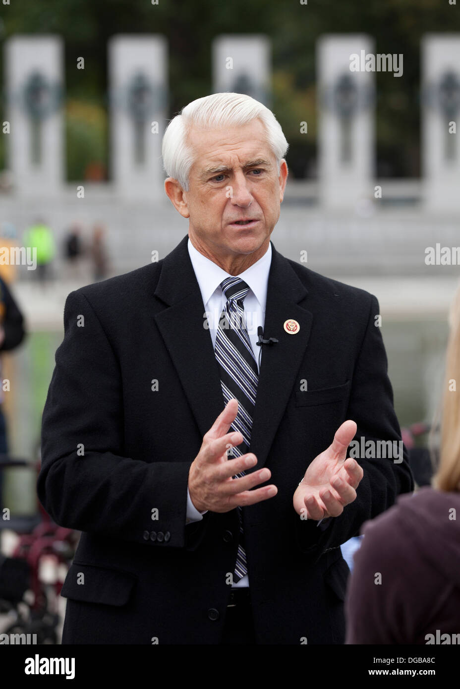Washington state Congressman Dave Reichert speaking with media at the ...