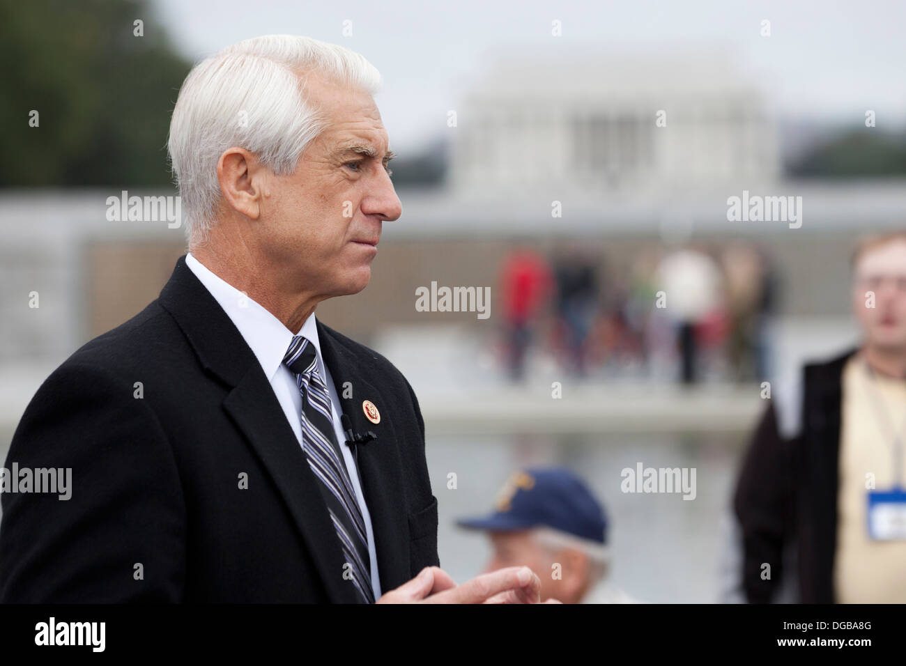 Washington state Congressman Dave Reichert speaking with media at the ...