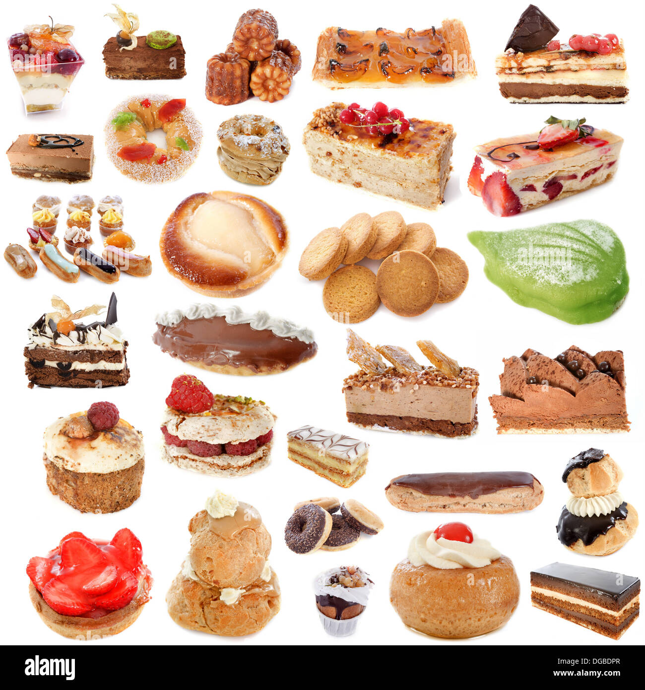 group of cakes in front of white background Stock Photo - Alamy