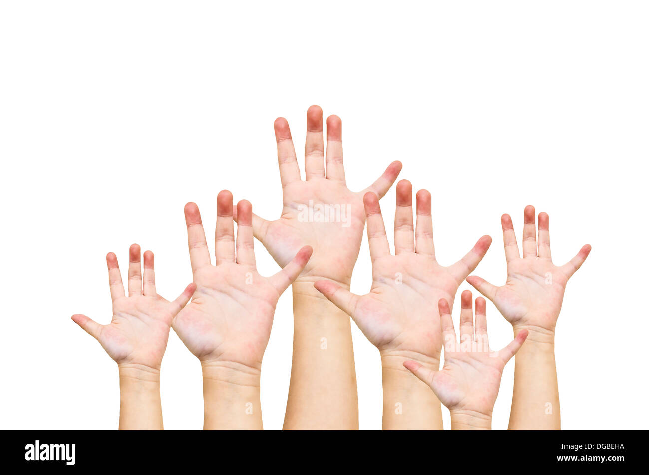 Hand raise up on white background Stock Photo - Alamy