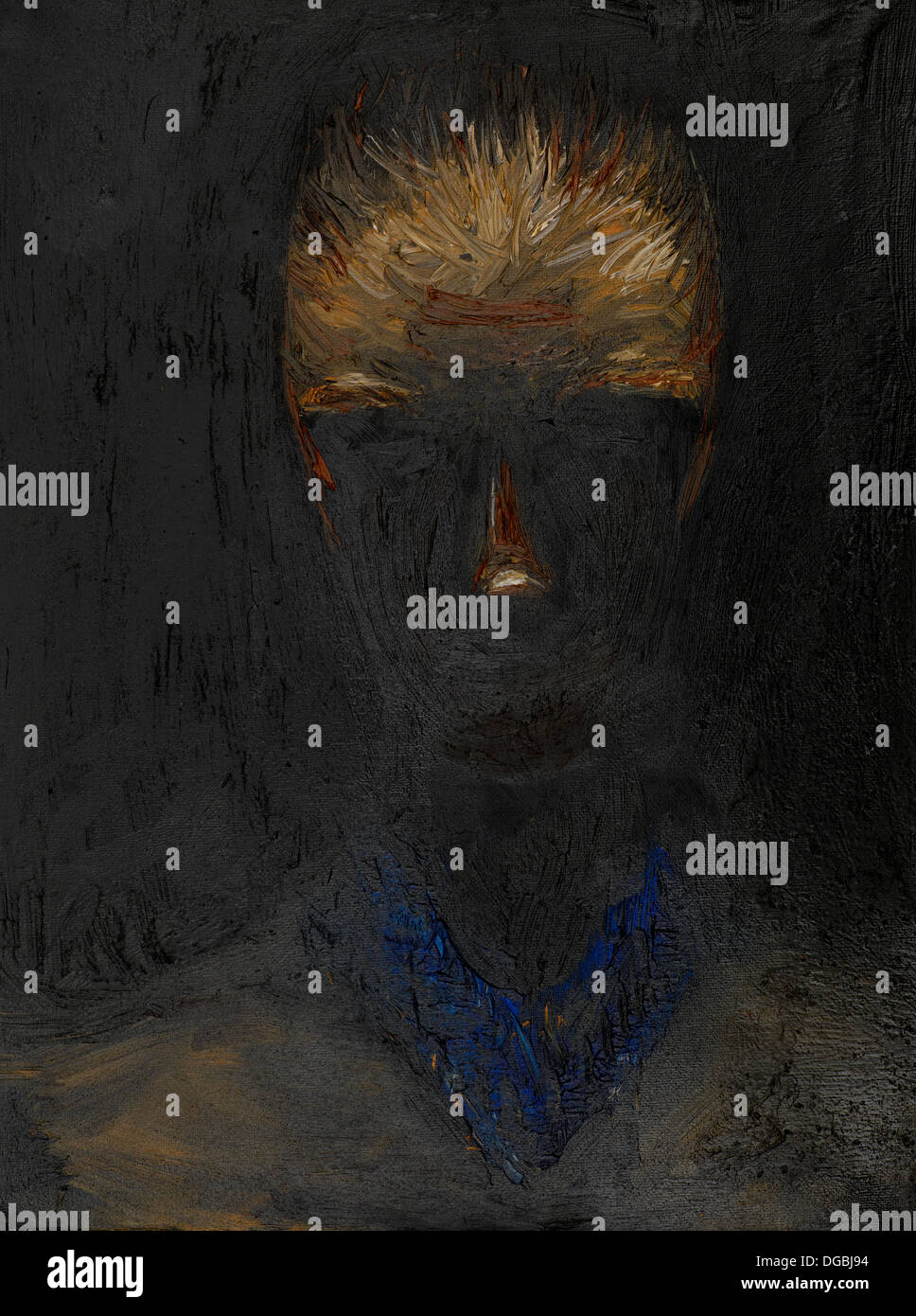 hand drawn oil painting of portrait of a woman in dim light Stock Photo ...