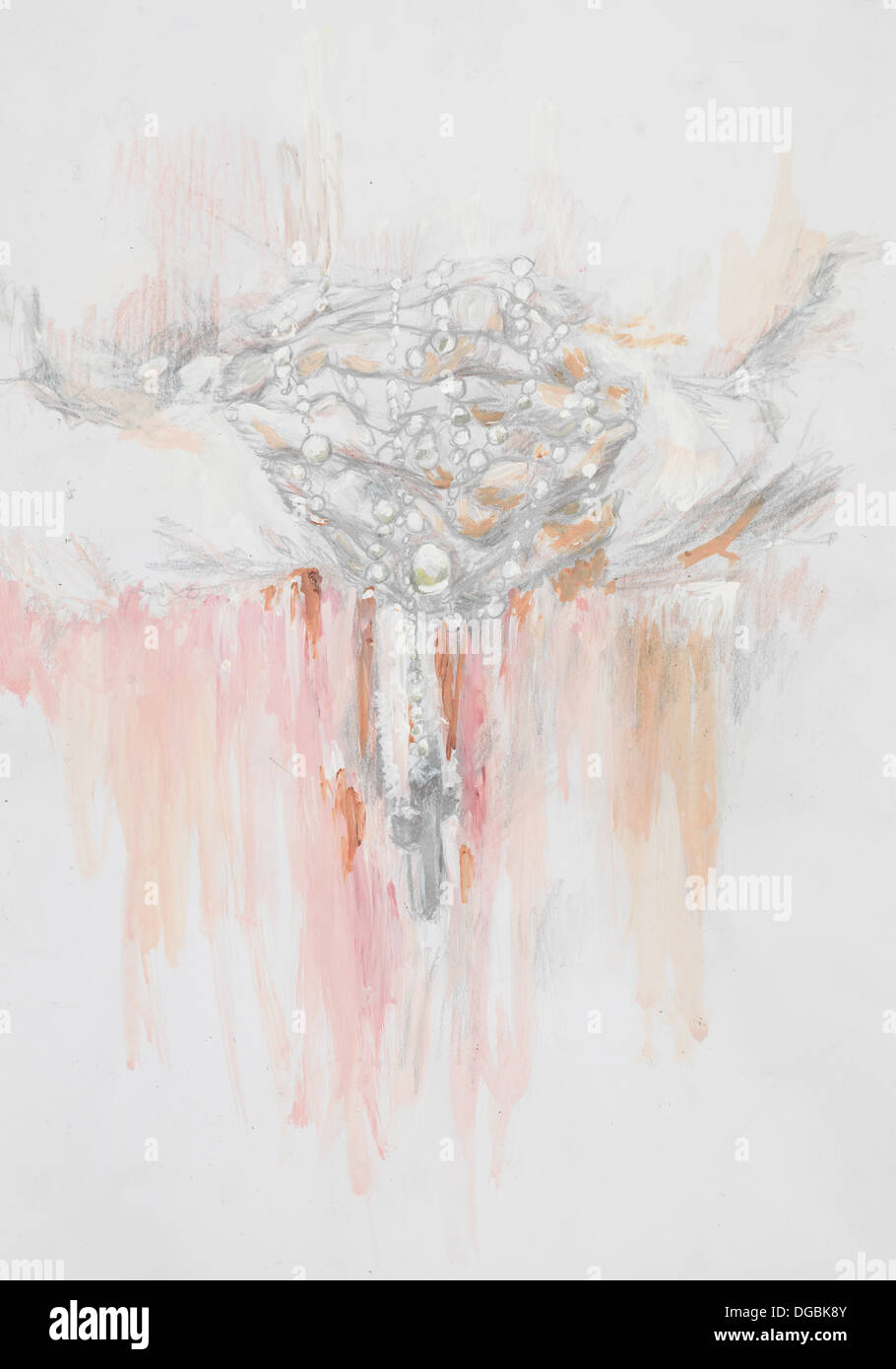 hand drawn illustration of priest hands holding a cross, pencil and ...