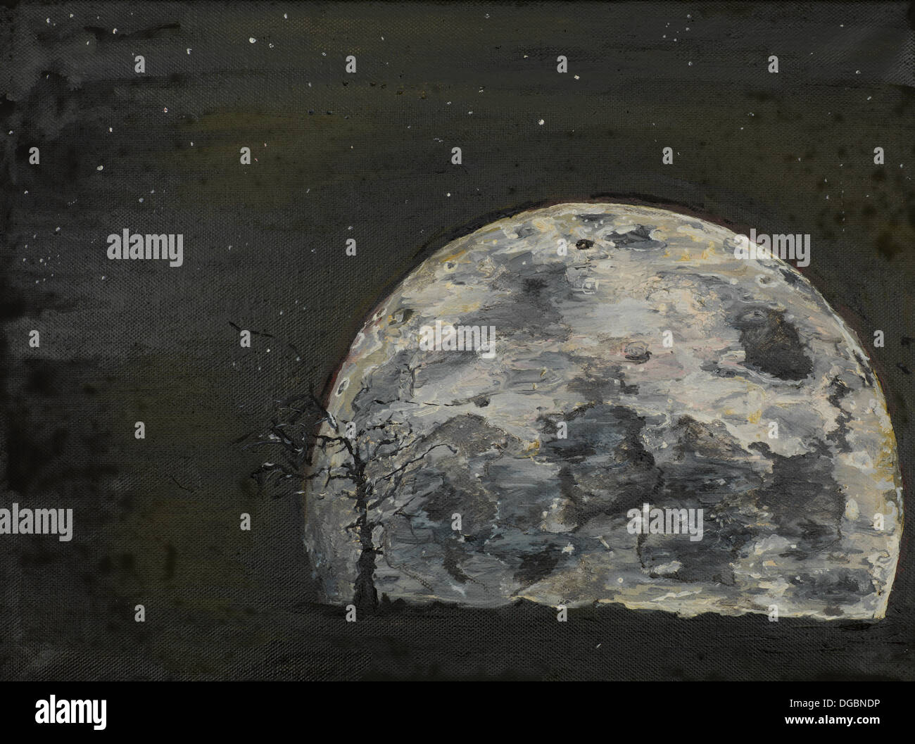 oil painting illustrating a surreal full moon Stock Photo - Alamy