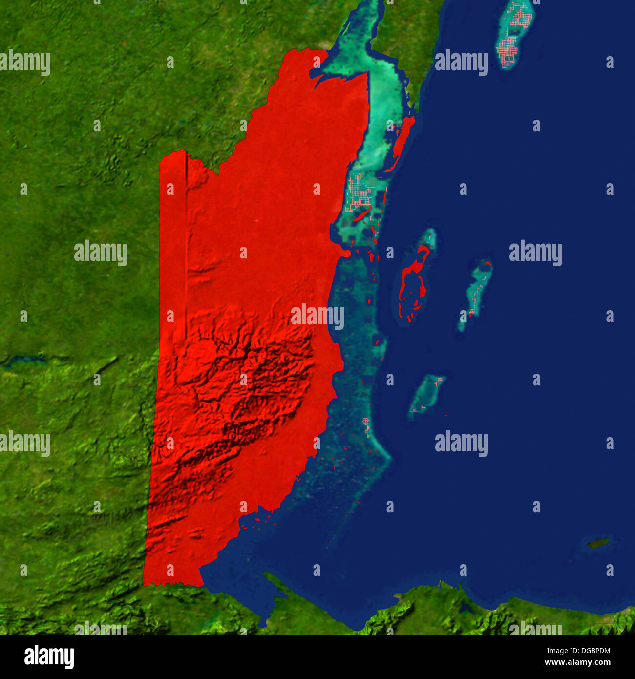 Belize aerial view map hi-res stock photography and images - Alamy