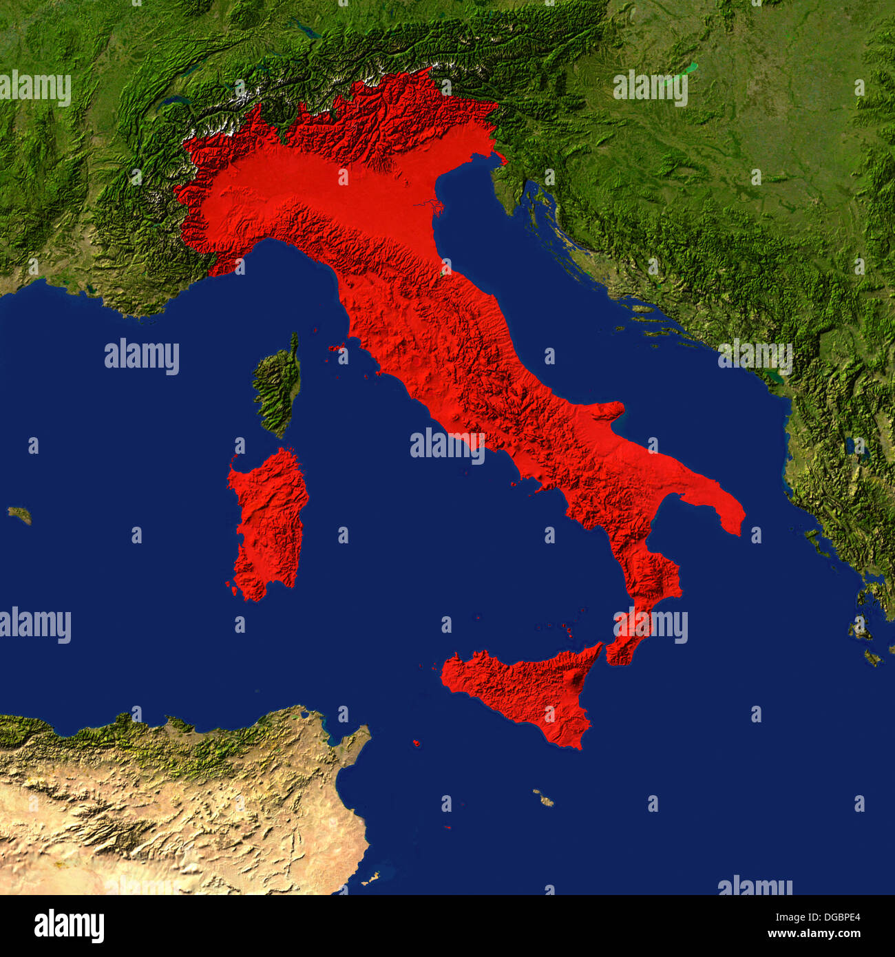 Map satellite geography italy hi-res stock photography and images - Alamy