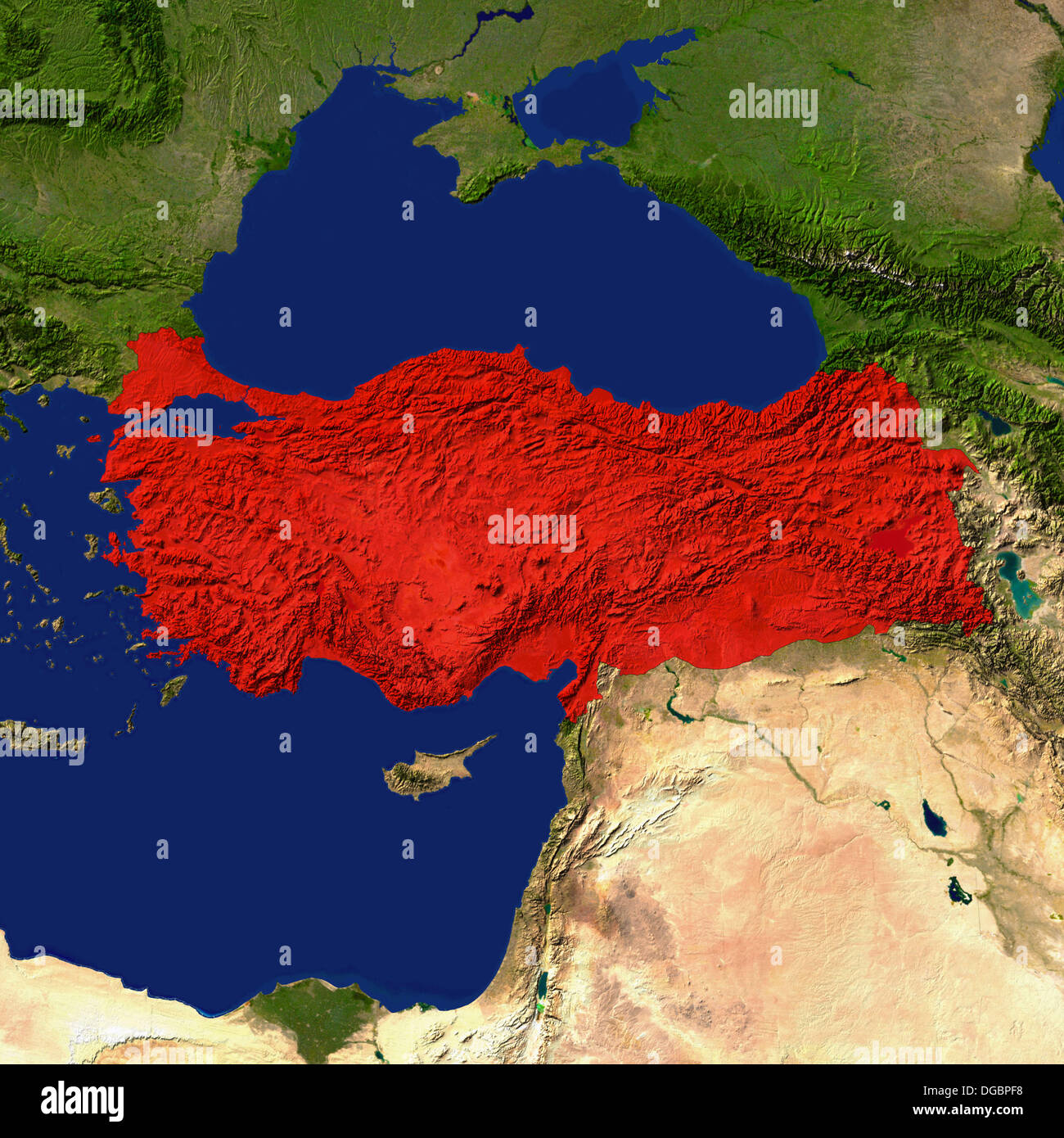 Highlighted satellite image of Turkey Stock Photo - Alamy