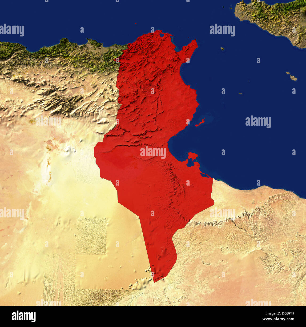 Tunisia map satellite geography hi-res stock photography and images - Alamy