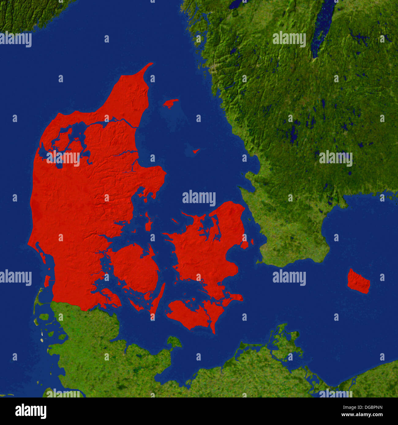 Highlighted satellite image of denmark hi-res stock photography and images - Alamy