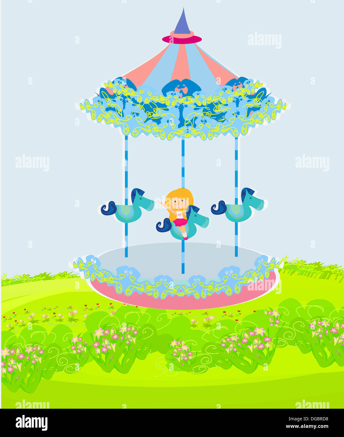 child playing on the carousel Stock Photo - Alamy