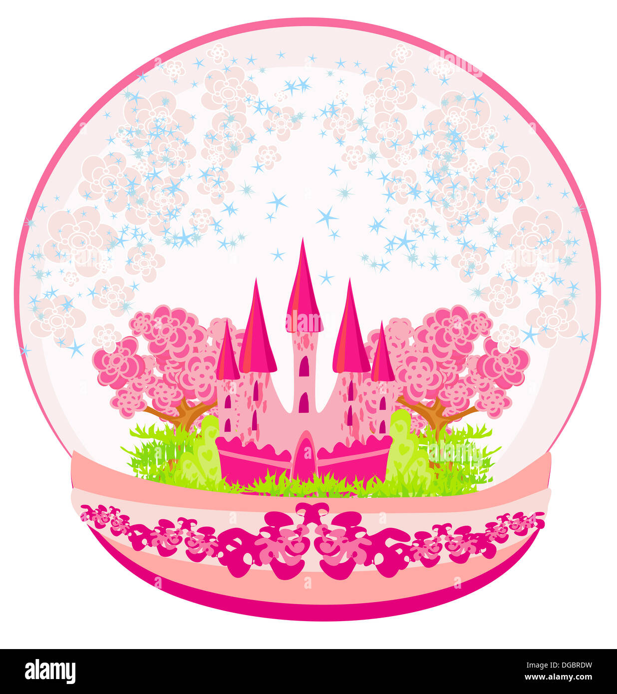 Illustration of a pink castle inside the dome Stock Photo - Alamy