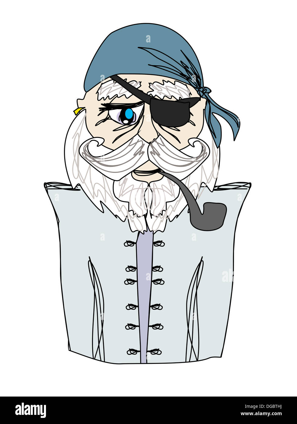 Old pirate captain , doodle portrait Stock Photo - Alamy