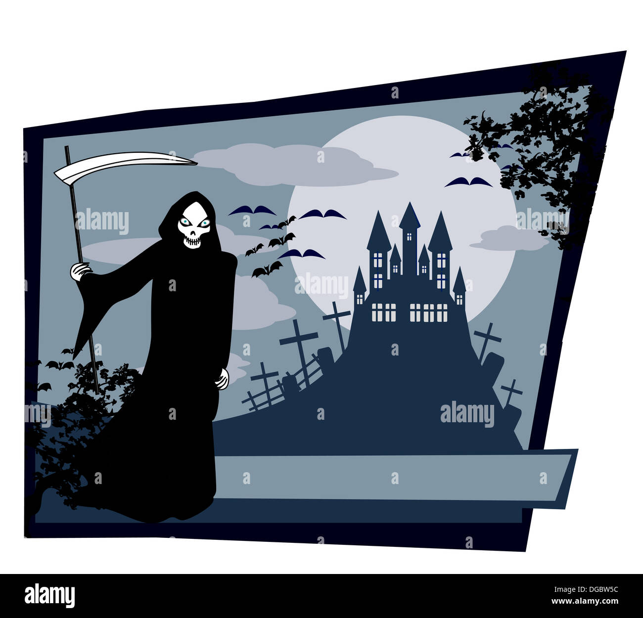 Grim reaper with Halloween sign Stock Photo - Alamy
